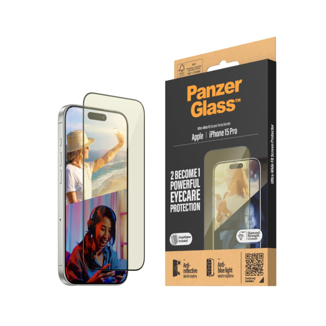 Protector pantalla iPhone 15 Pro Antirreflejo + filtro azul PanzerGlass ...
